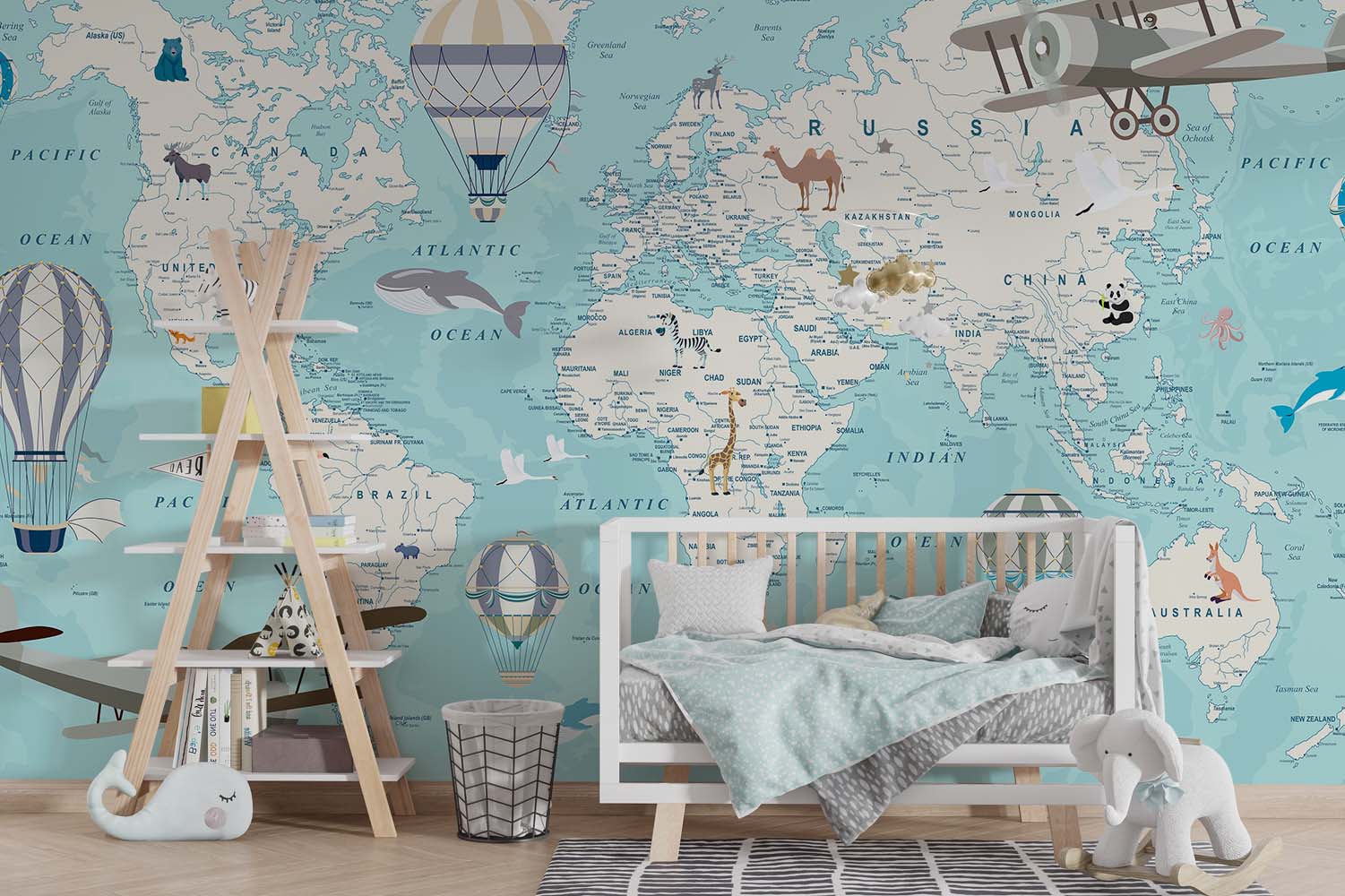 Avontuurlijke Wereldkaart Kinderkamer Behang Topkwaliteit en Uniek ...