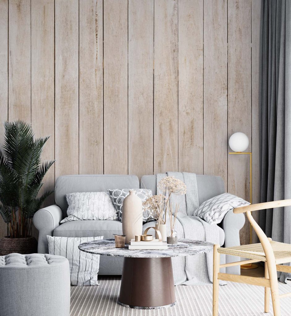 Beige Schutting Hout Behang Topkwaliteit en Uniek Design | Trendingwall