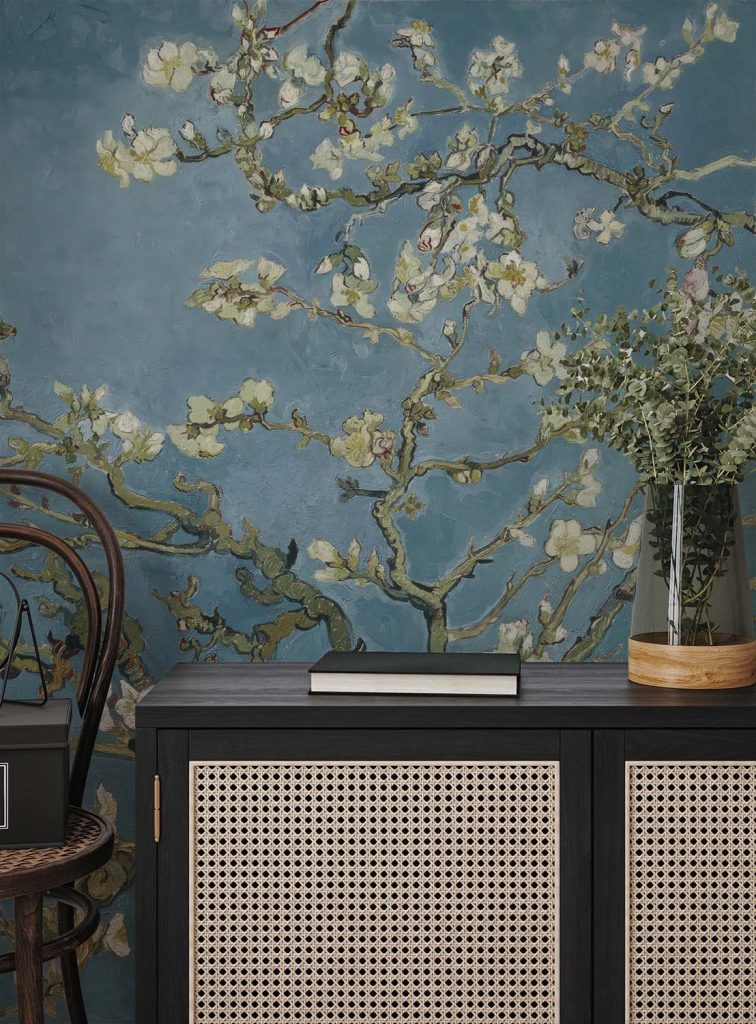 Blauw Amandelbloesem Bloemen Behang Topkwaliteit en Uniek Design ...