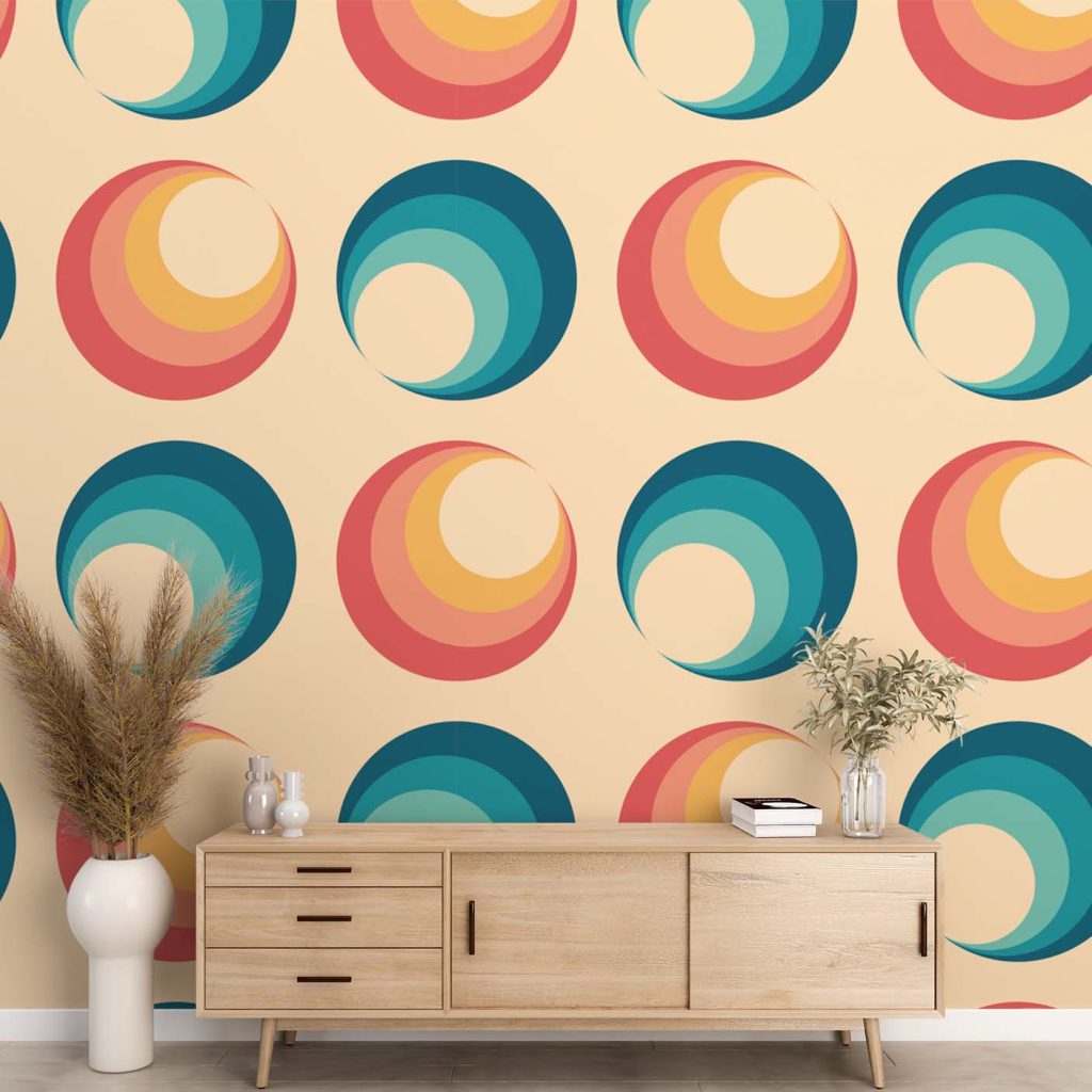 Retro Cirkels Levendig Behang Topkwaliteit en Uniek Design | Trendingwall