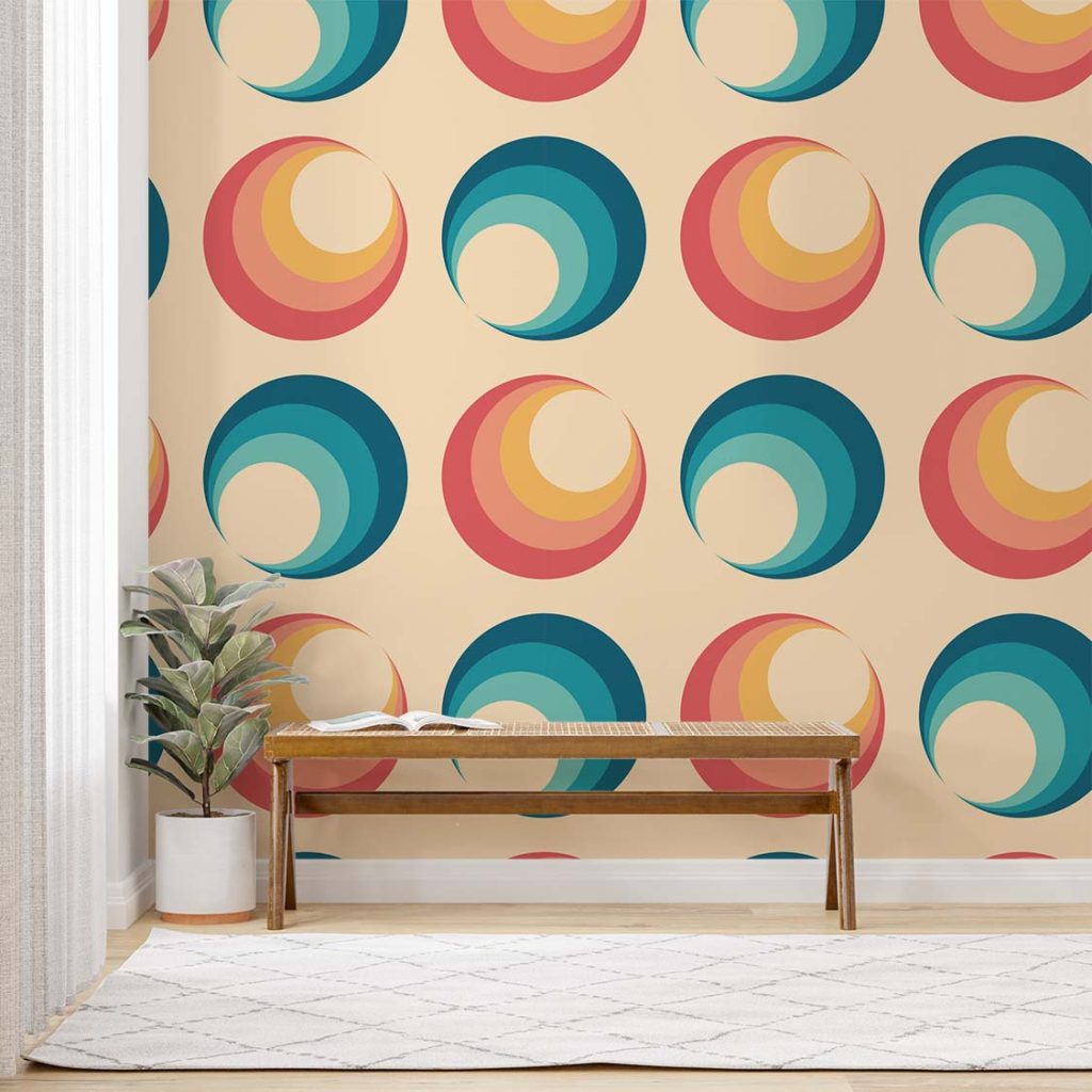 Retro Cirkels Levendig Behang Topkwaliteit en Uniek Design | Trendingwall