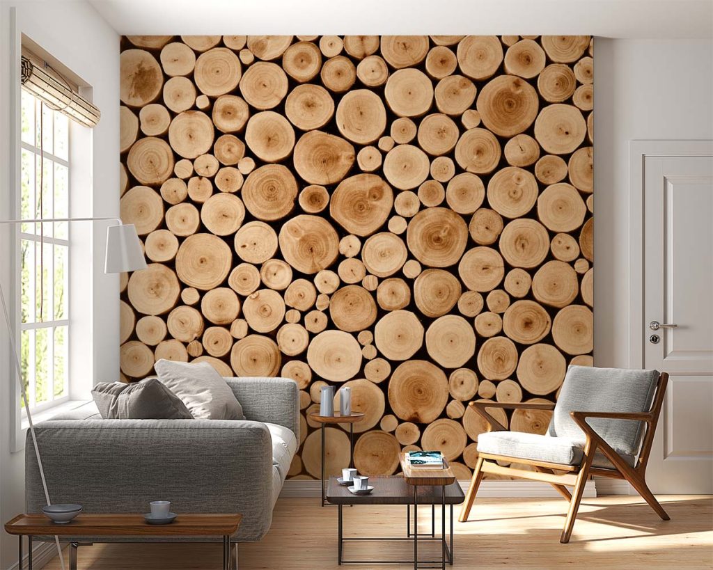 Hout Behang - Natuurlijke Boomstammen Topkwaliteit en Uniek Design ...