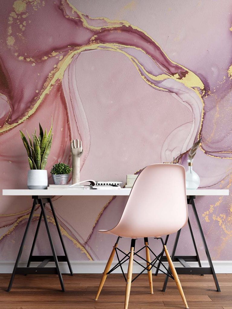 Aquarel Roze/Paars Marmer Behang Topkwaliteit en Uniek Design ...